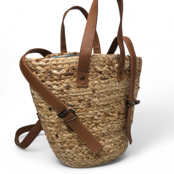 XIX Palms | Bags | Xix Palms Jute Bucket Shaped Cooler Back Pack Bag ...